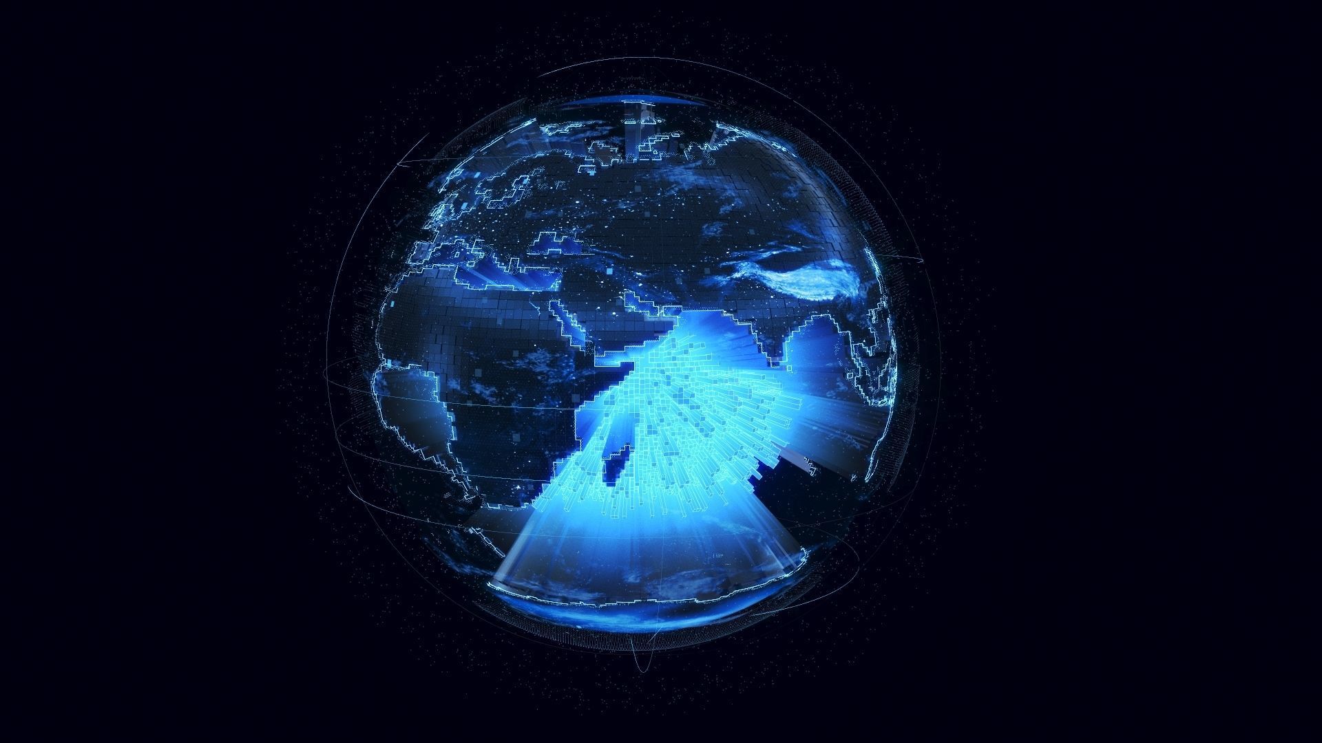 Animated Hologram Planet Earth v6 3D model animated rigged | CGTrader