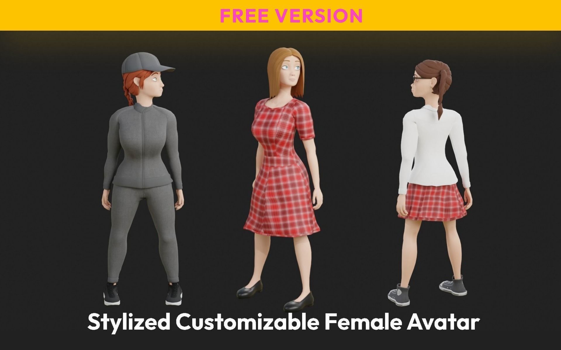 Stylized Customizable Avatar - Female - FREE free VR / AR / low-poly 3D ...
