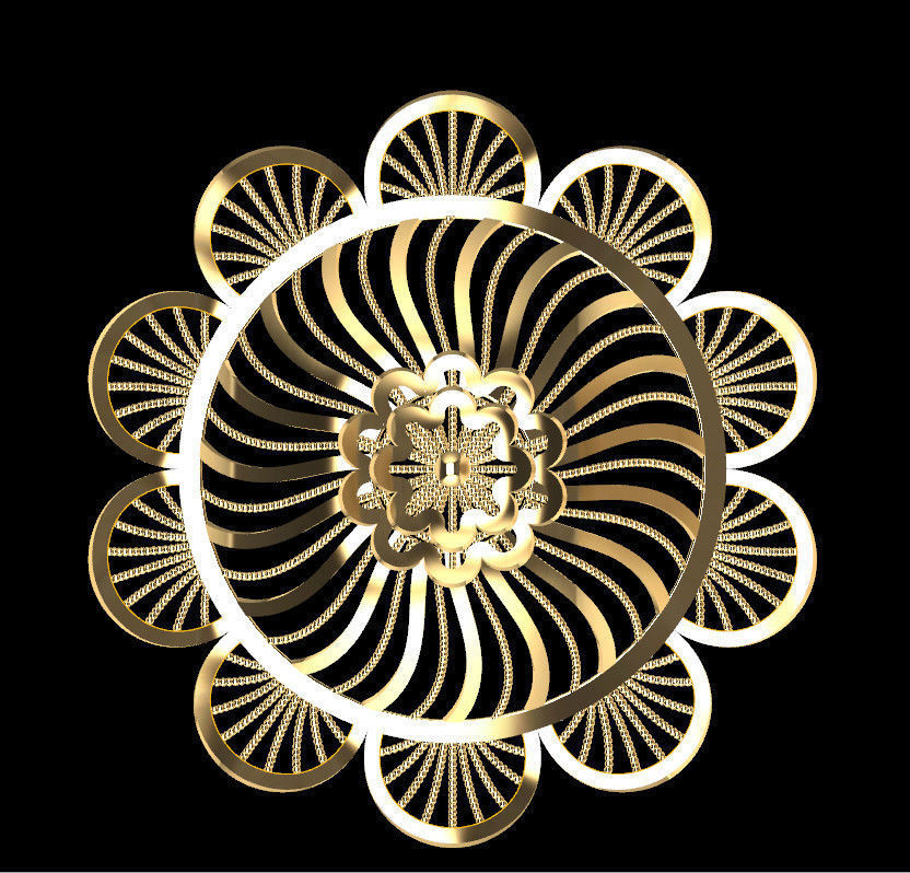 SET16 golden circular design 3D model 3D printable | CGTrader