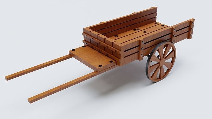 Horse cart wooden cart 3d model 3D model | CGTrader