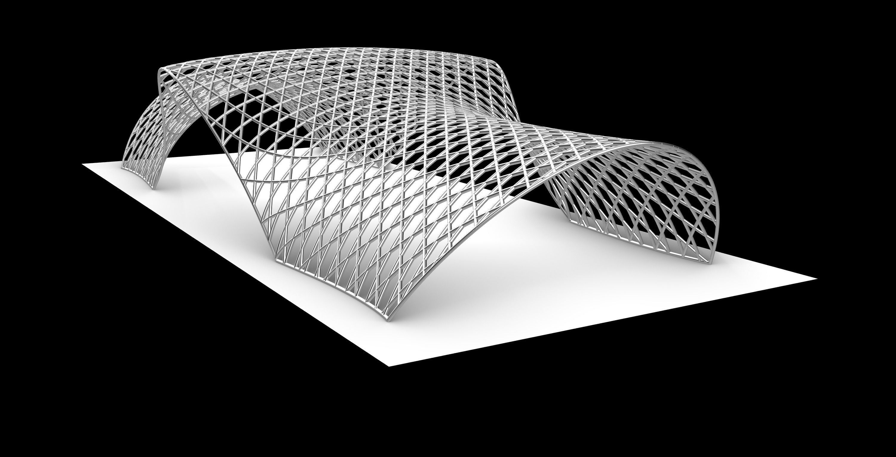 Pavilion Triangulated Wireframe Architecture Parametric V5 3d Model