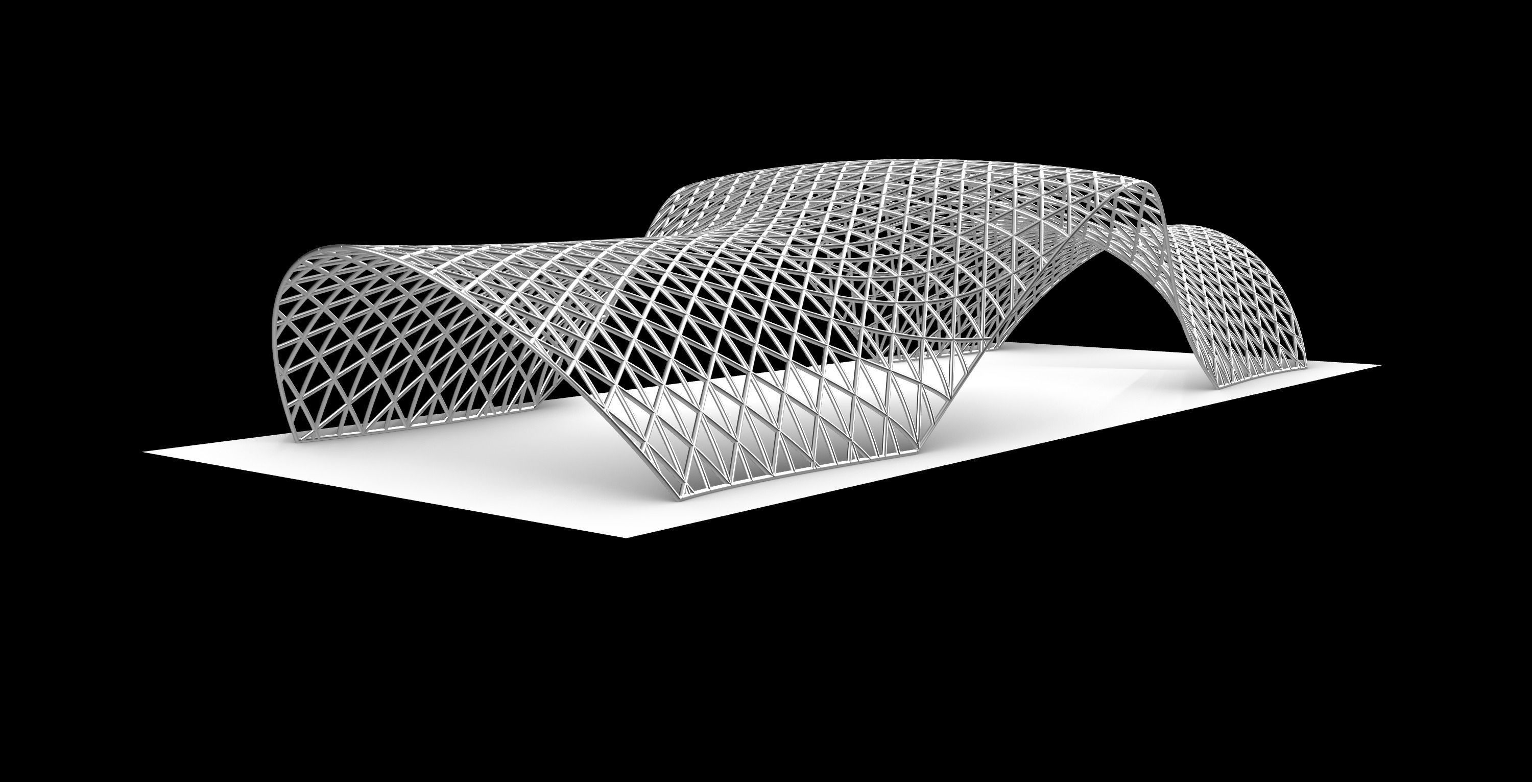 Pavilion Triangulated Wireframe Architecture Parametric v6 3D model ...