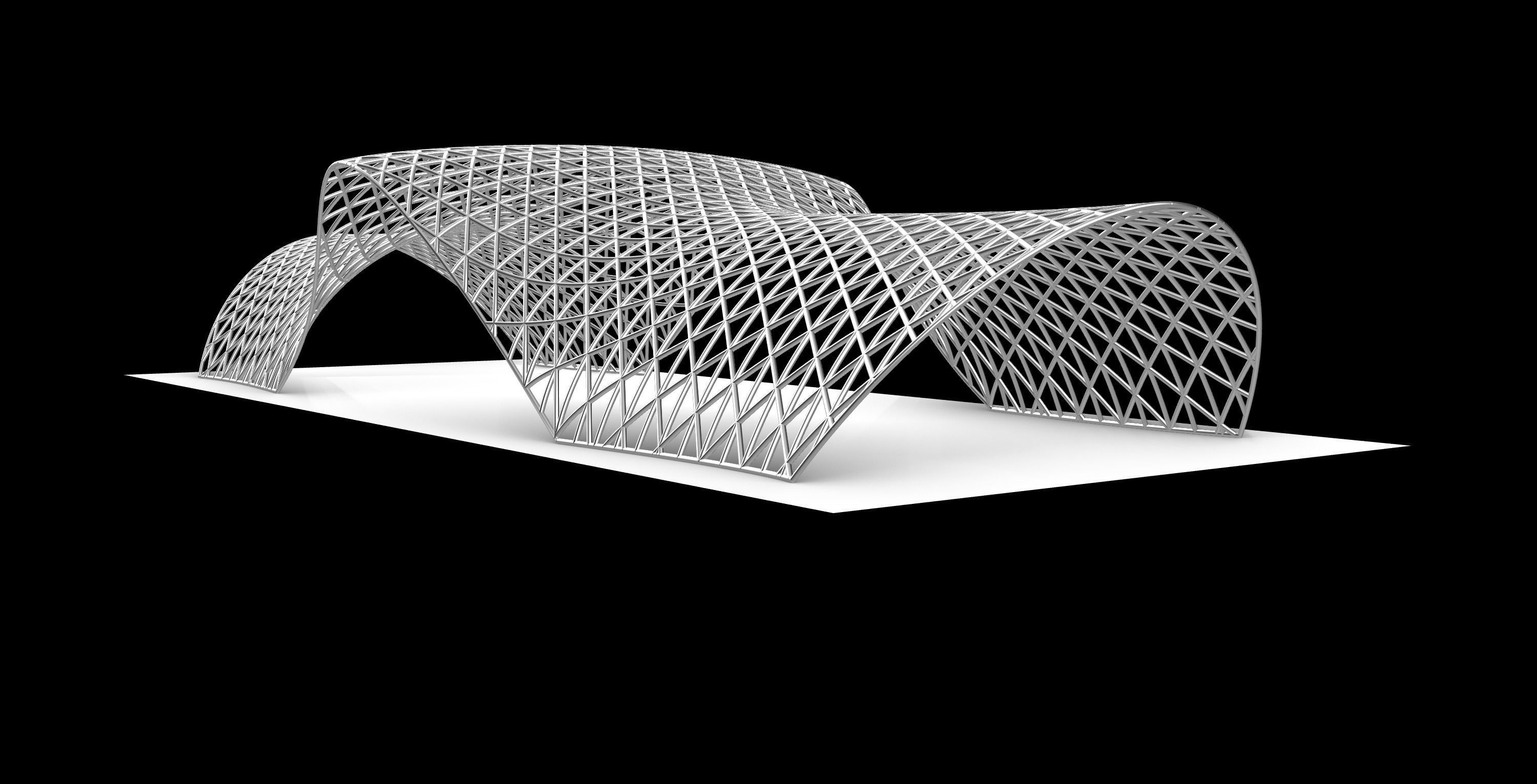 Pavilion Triangulated Wireframe Architecture Parametric v6 3D model | CGTrader