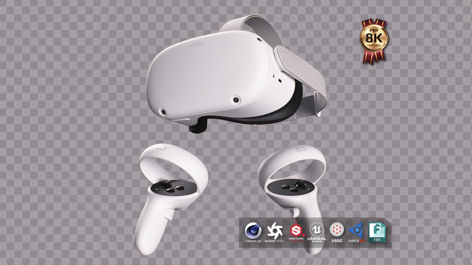 3d Model Oculus Quest 2 Vr Headset With Controllers Vr Ar Low Poly