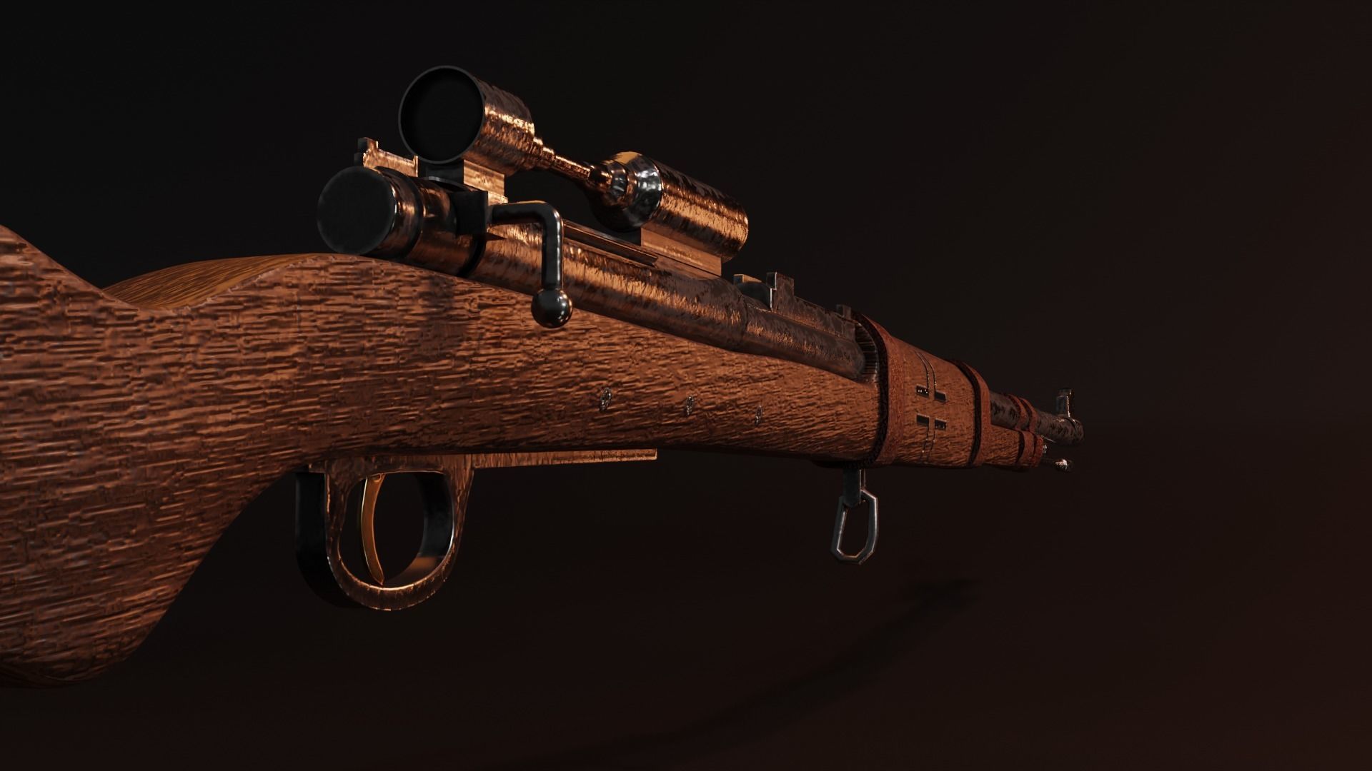KAR98 wooden rifle free 3D model | CGTrader
