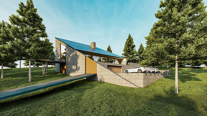 MOUNTAIN COTTAGE free 3D model | CGTrader