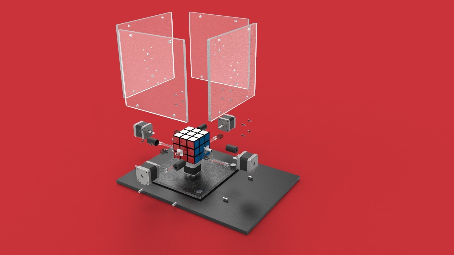 Rubiks Cube solving robot full detailed CAD 3D model 3D printable | CGTrader