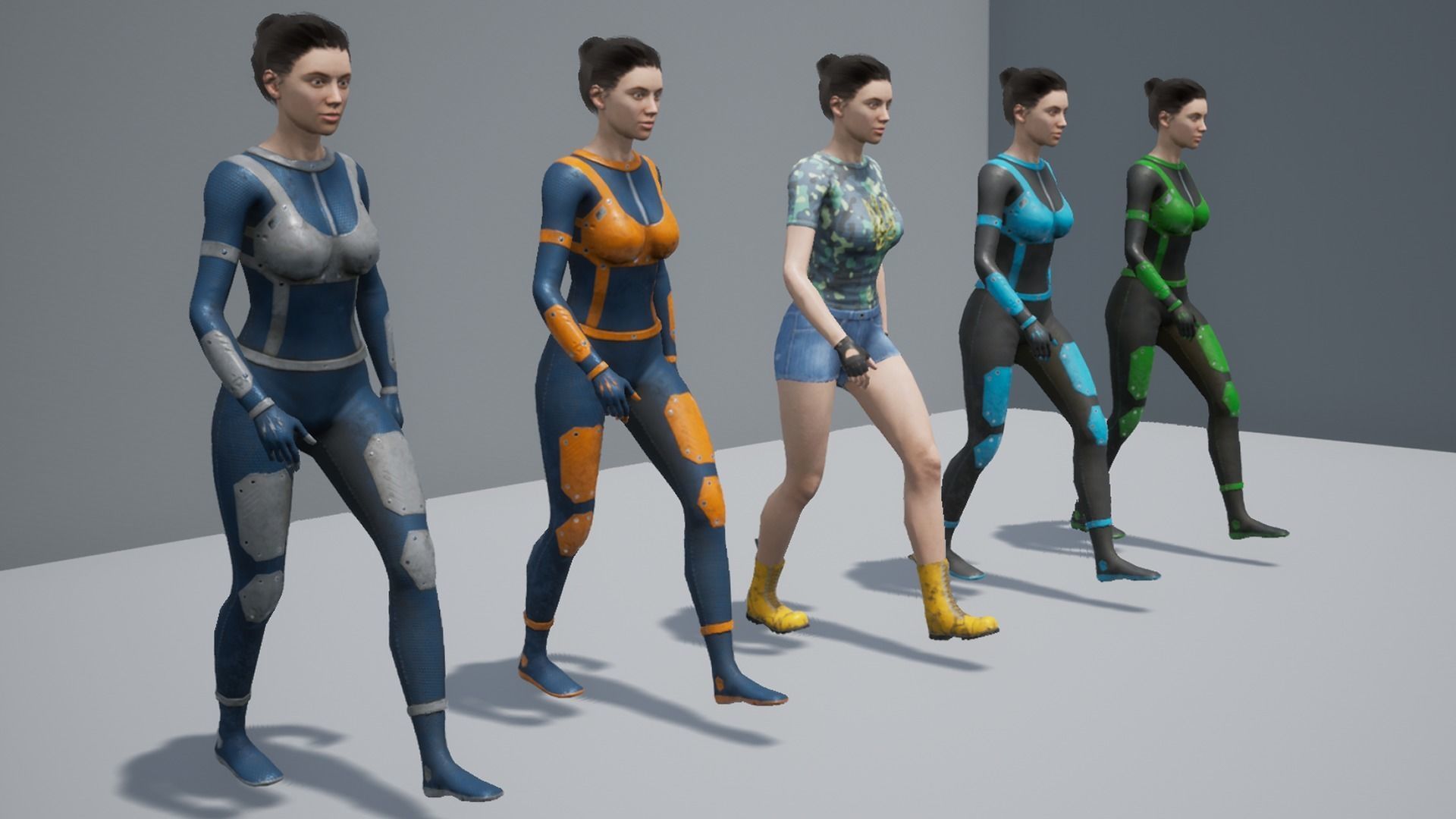 3D model Cyber Girl Sci-Fi Modular Character Unreal Engine 4 Game Ready ...