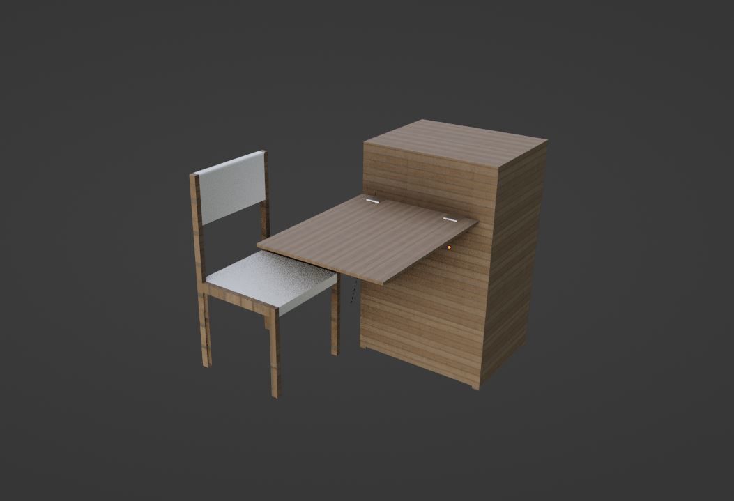 3D model Flexible Cabinet table and chair all in one Animated VR / AR ...