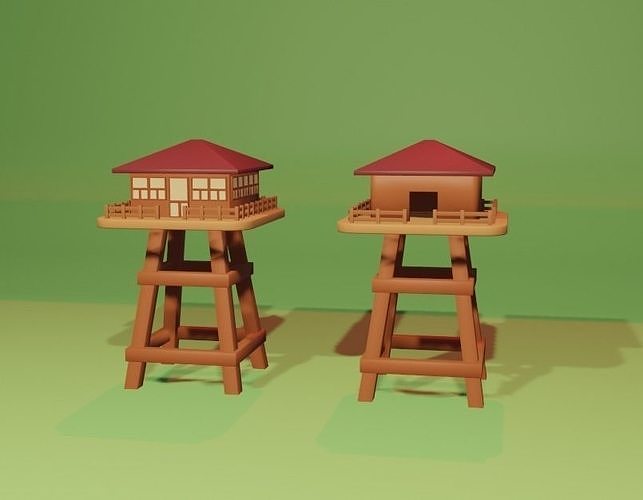 3D model Cute 3D Cartoon Stylised Outpost Watchtower VR / AR / low-poly ...