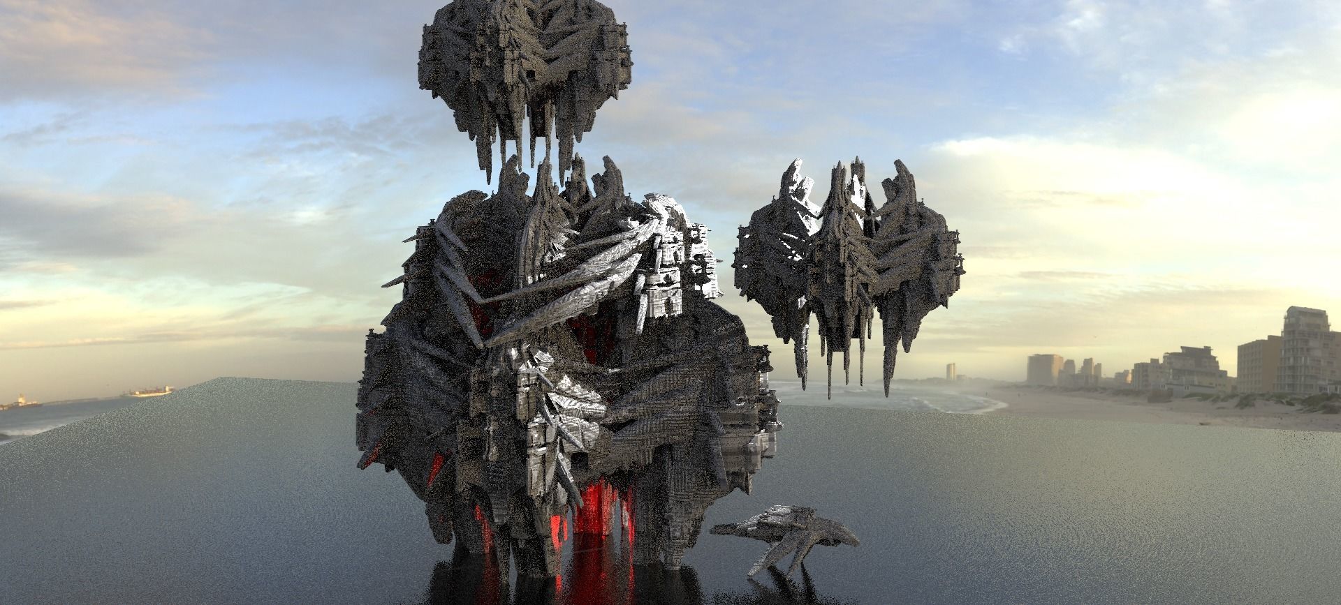 Sci-Fi Insectoid ship Towers Kit bash 2 3D model | CGTrader