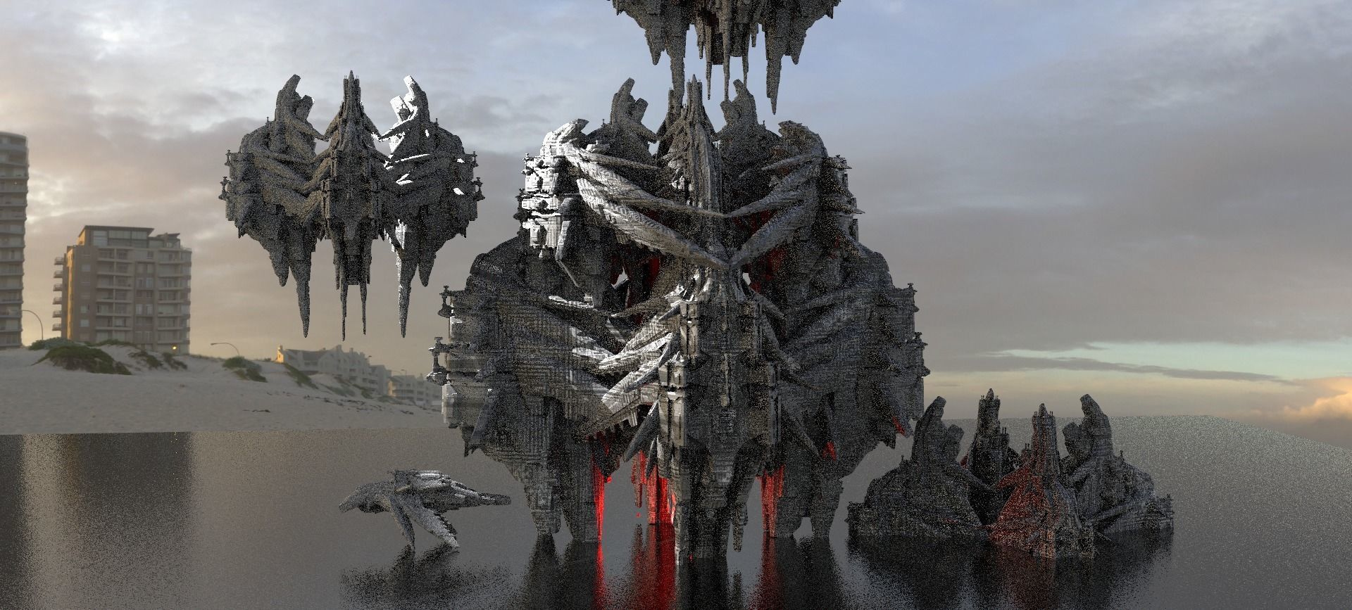 Sci-Fi Insectoid ship Towers Kitbash 3 3D model | CGTrader