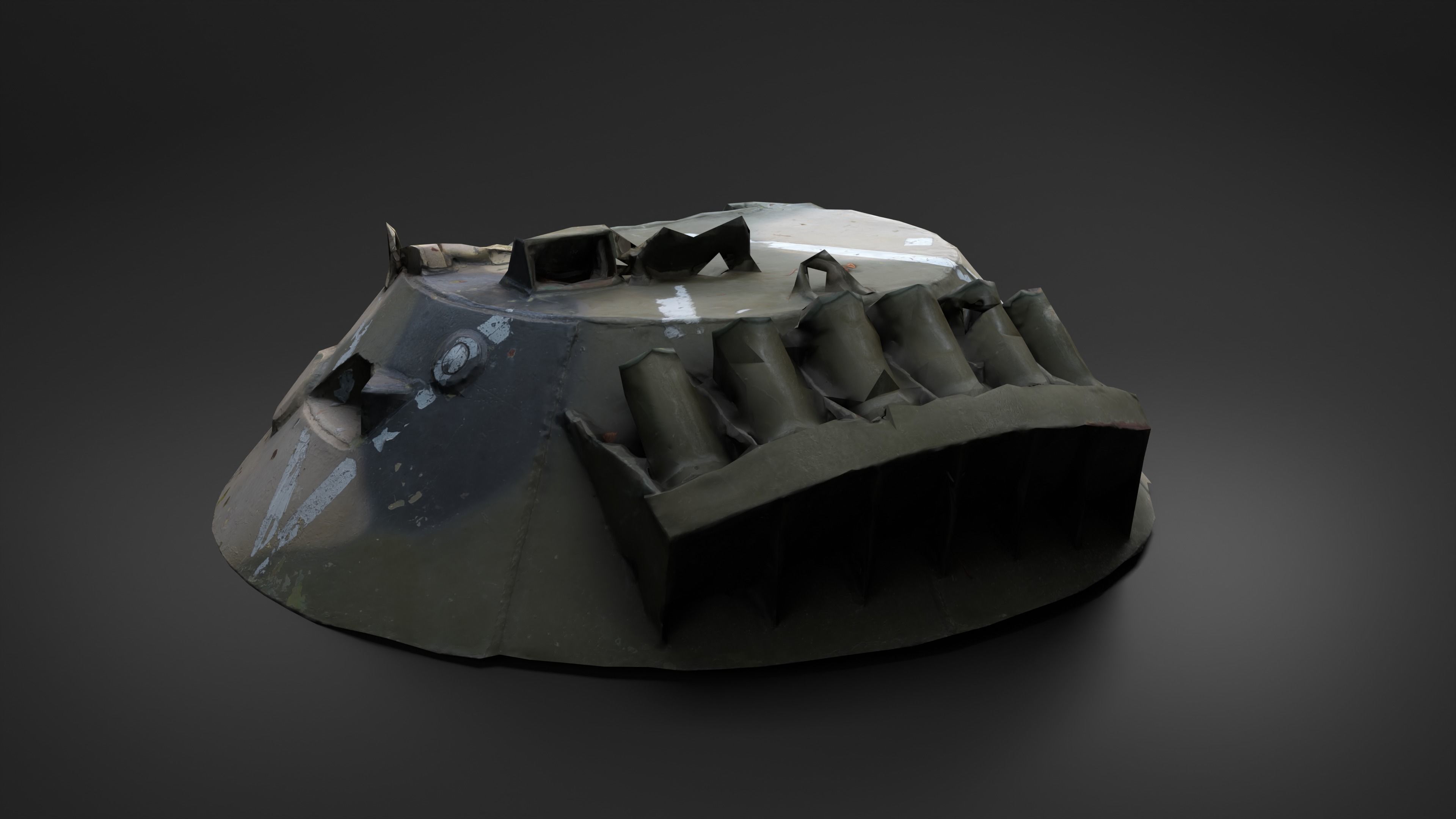 3D model Destroyed Combat Module BTR-80 turret Photoscan Game Ready VR ...