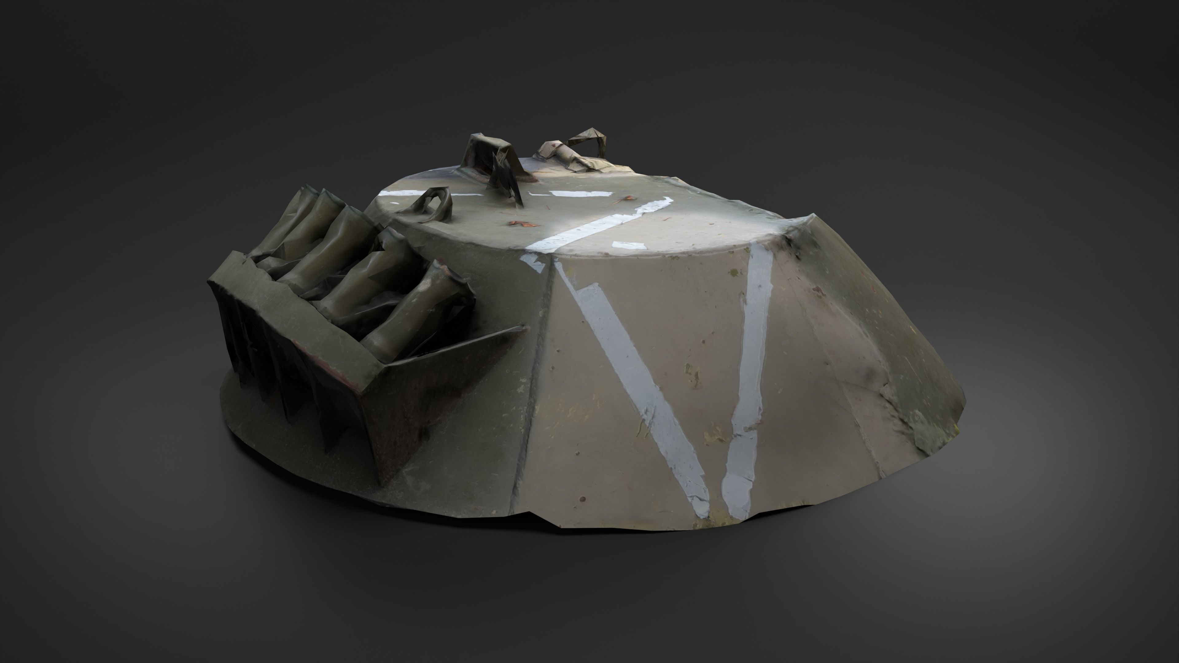 3D model Destroyed Combat Module BTR-80 turret Photoscan Game Ready VR ...