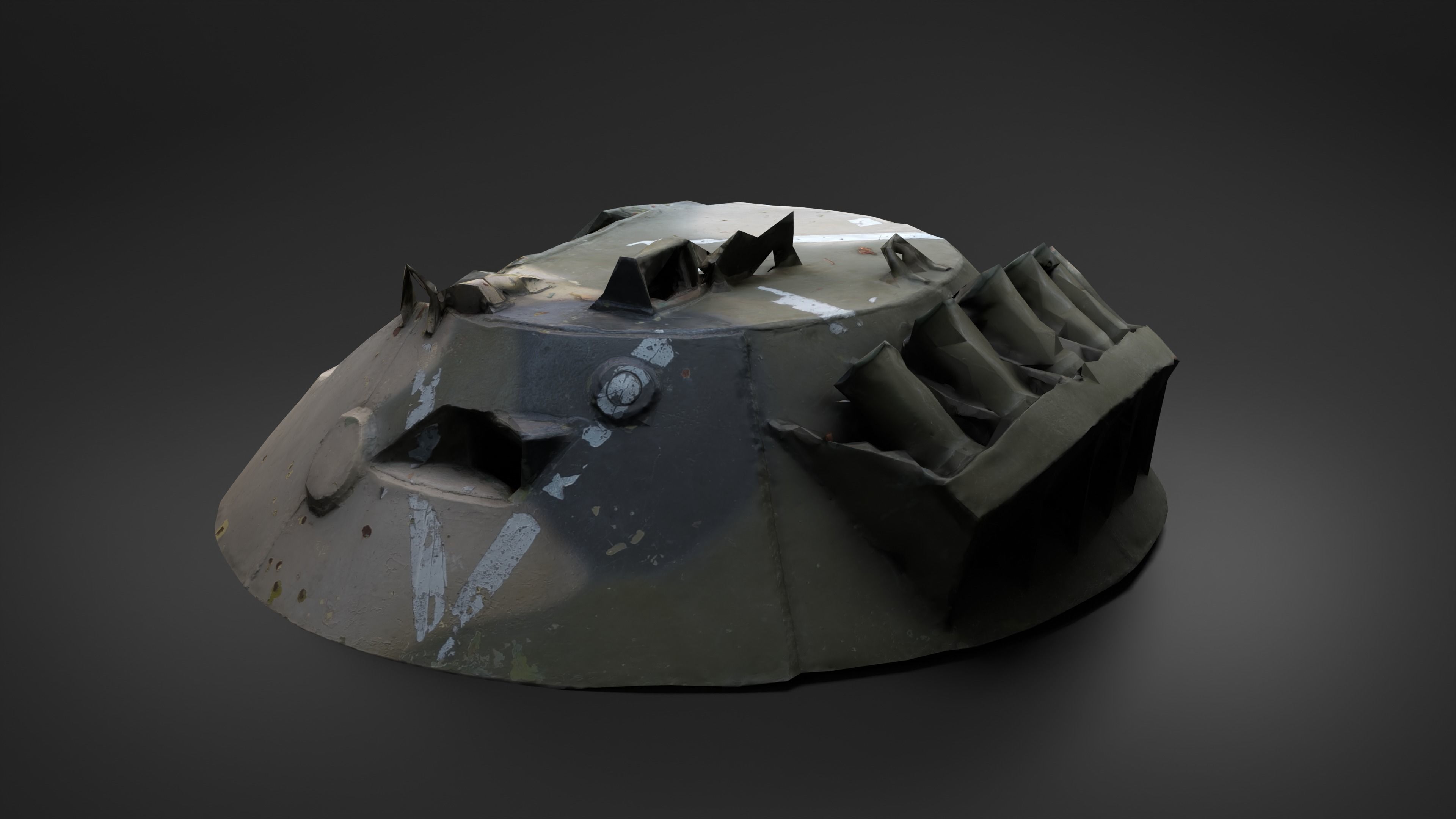 3D model Destroyed Combat Module BTR-80 turret Photoscan Game Ready VR ...