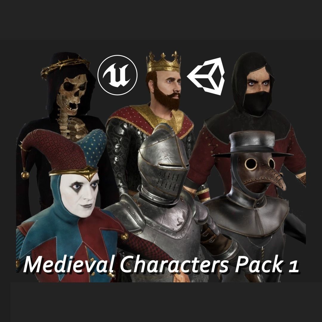3D Model Collection Medieval Characters Pack 1 VR / AR / low-poly ...