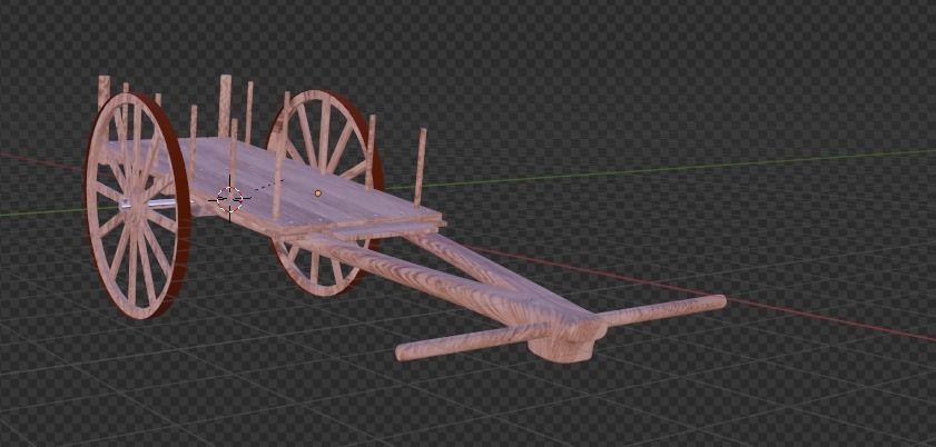 Old wooden Bull Cart 3D model rigged | CGTrader