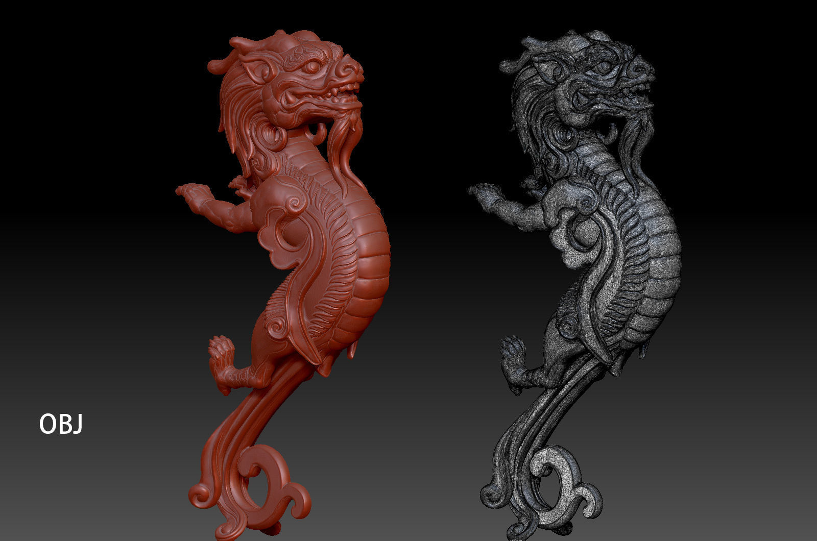 Kirin mythical beast grip statue 3D model 3D printable | CGTrader