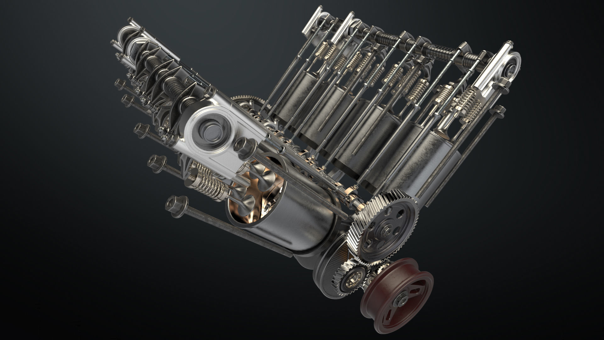 V8 Engine Working Animated 3D model animated rigged | CGTrader