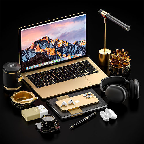 Apple Set Work Setup Work Space 3D model | CGTrader