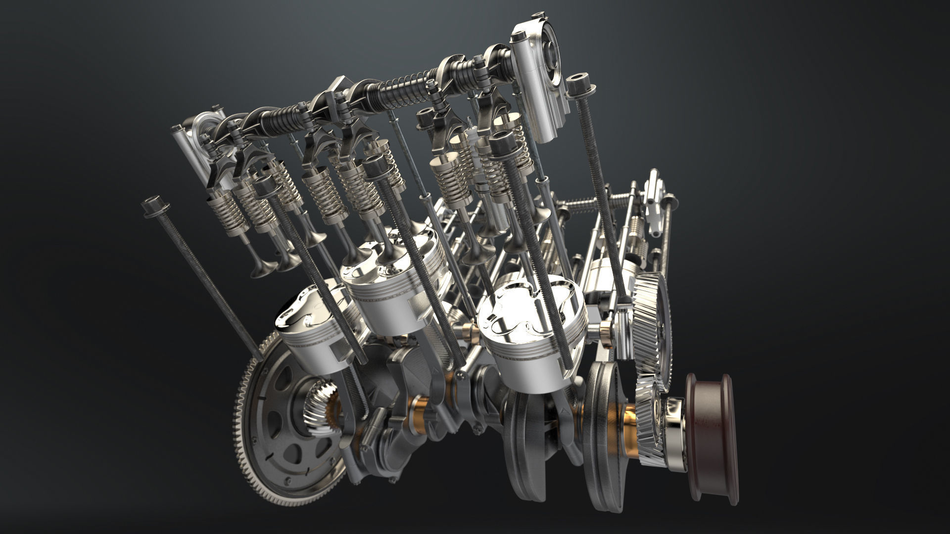 V6 Engine Working Animated 3D model animated rigged | CGTrader