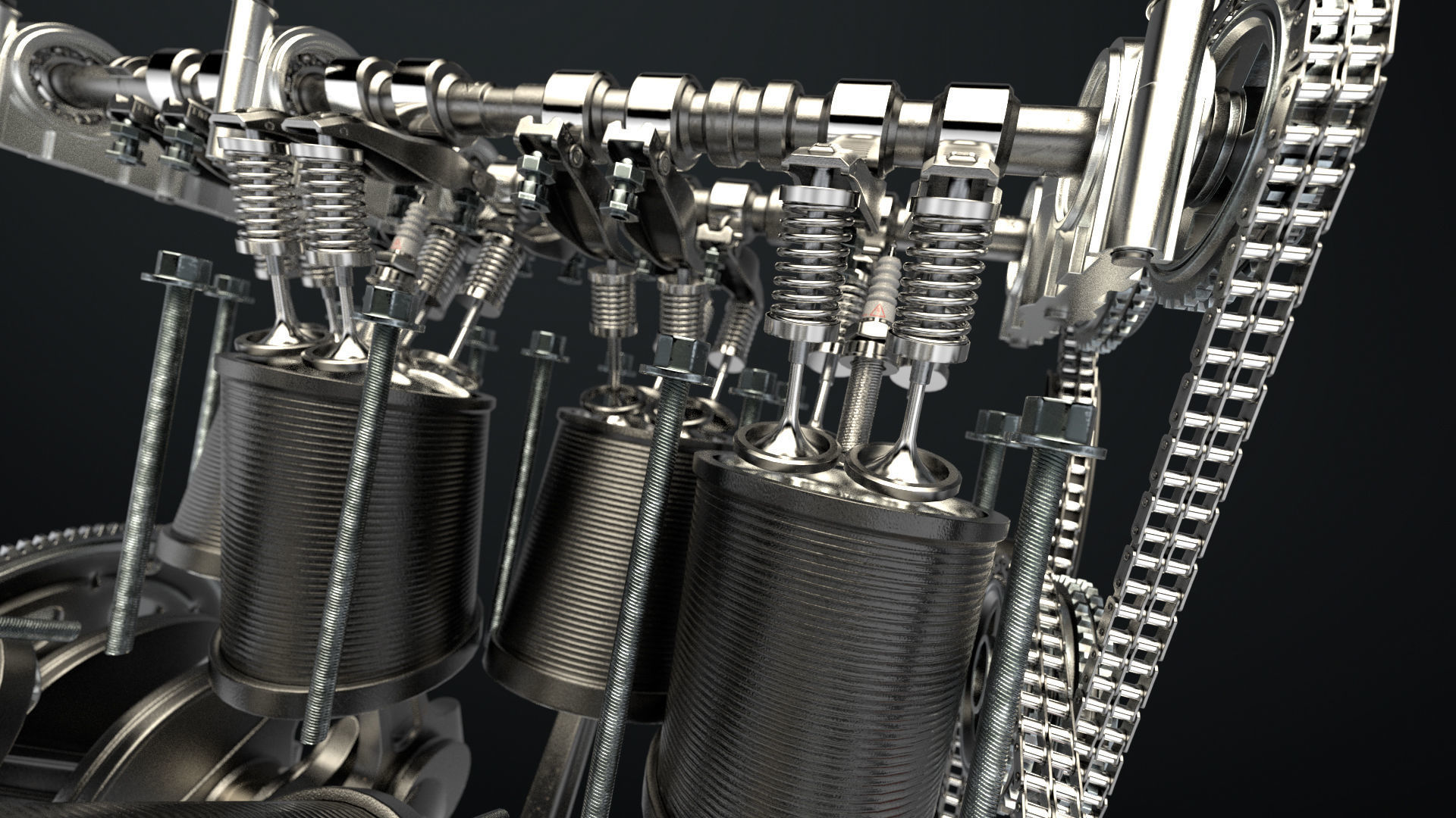 W8 Engine Working Animated 3D model animated rigged | CGTrader