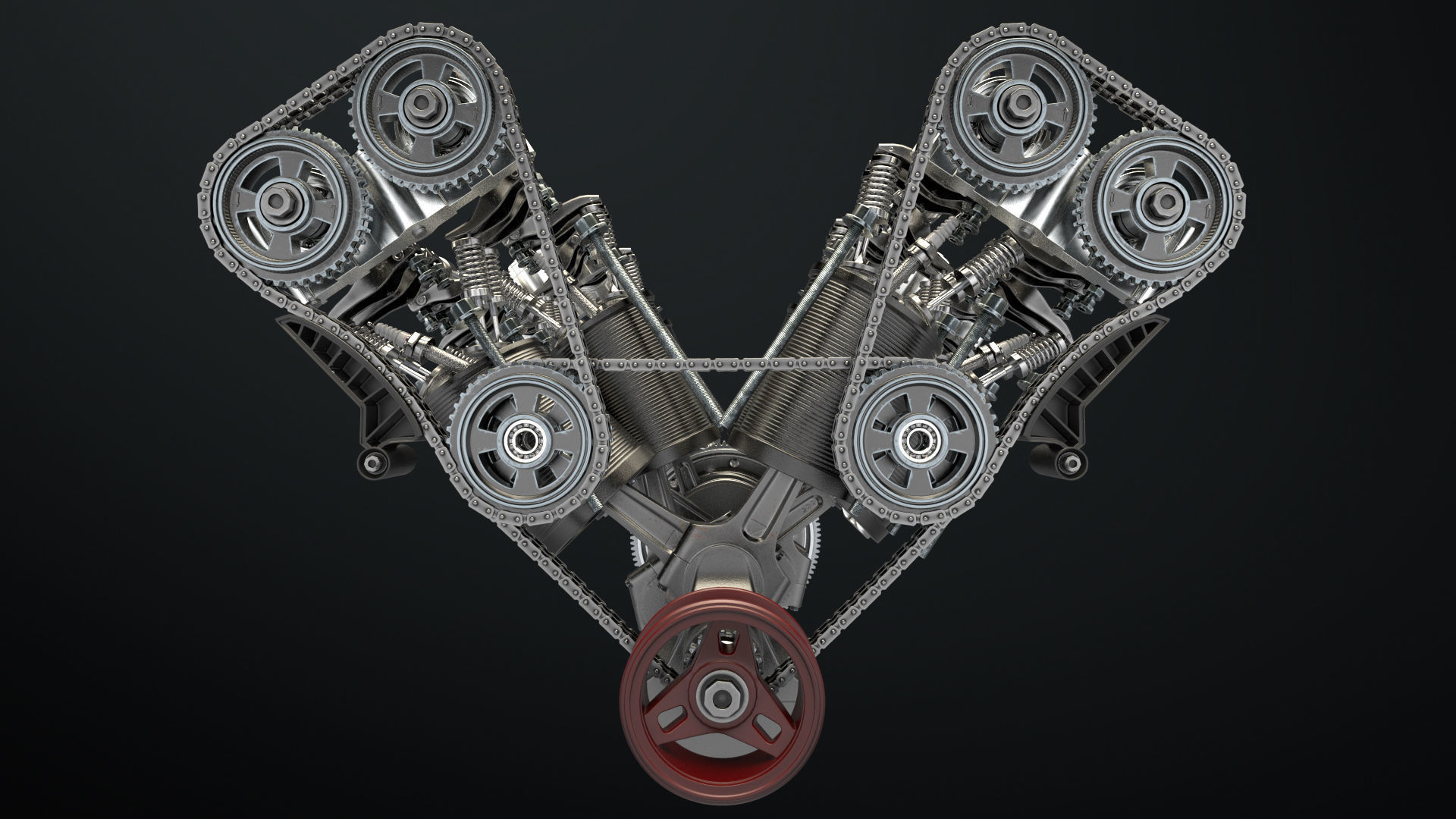 W8 Engine Working Animated 3D model animated rigged | CGTrader