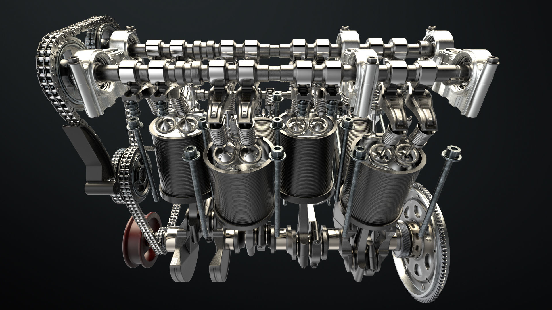 W8 Engine Working Animated 3D model animated rigged | CGTrader