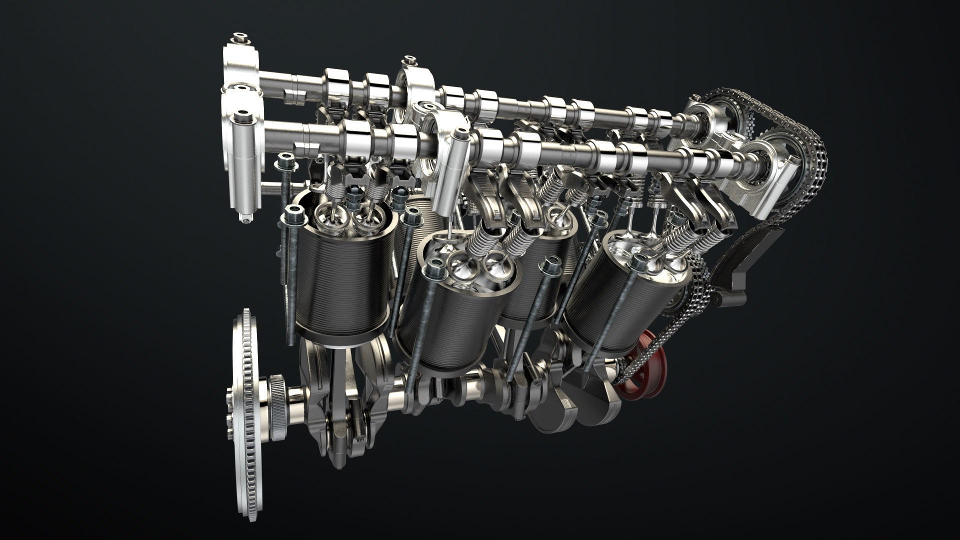 W8 Engine Working Animated 3D model animated rigged | CGTrader