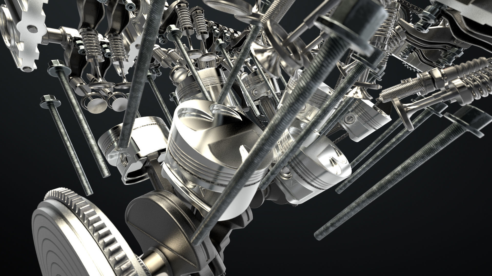 W8 Engine Working Animated 3D model animated rigged | CGTrader