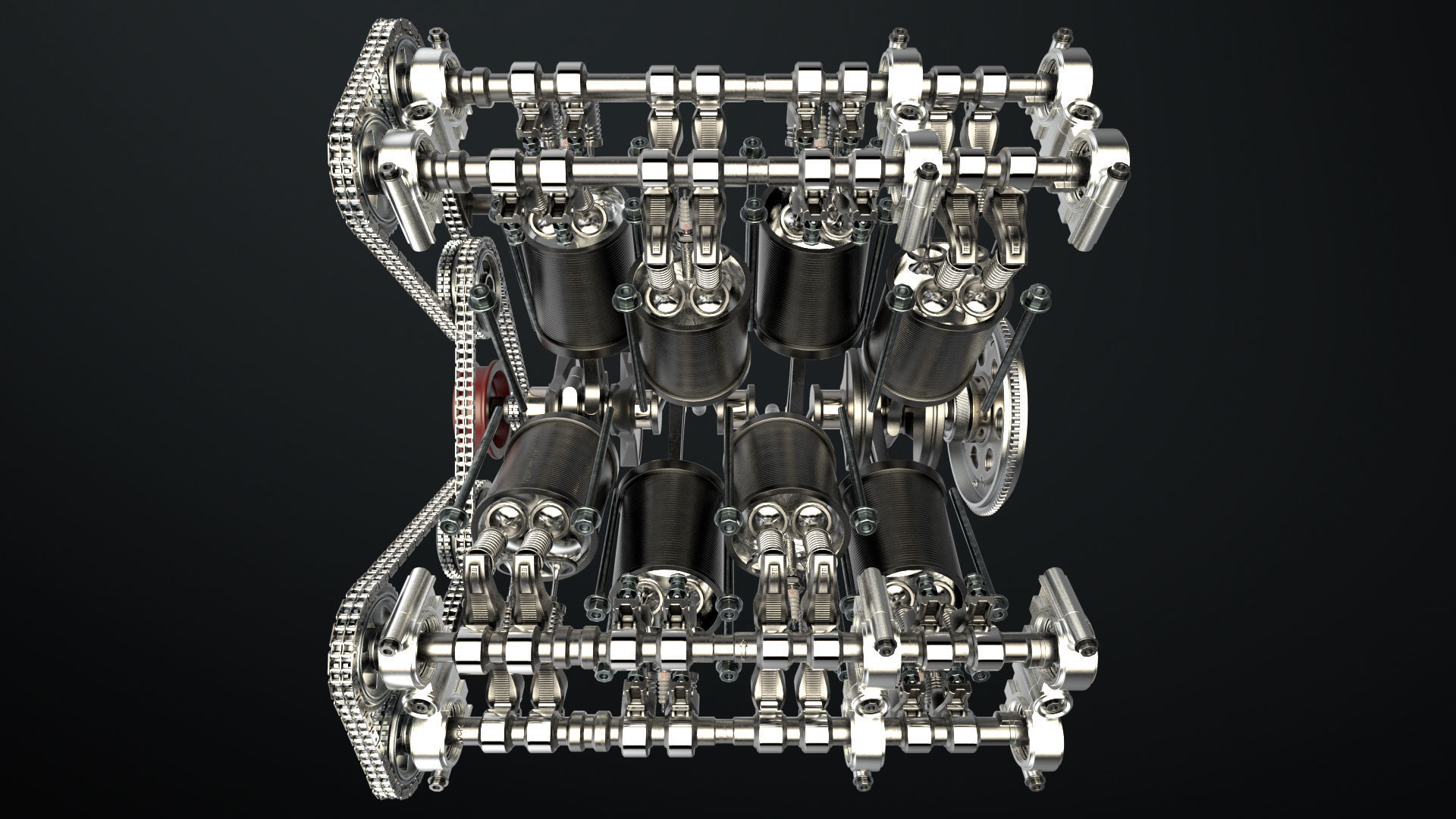 W8 Engine Working Animated 3D model animated rigged | CGTrader
