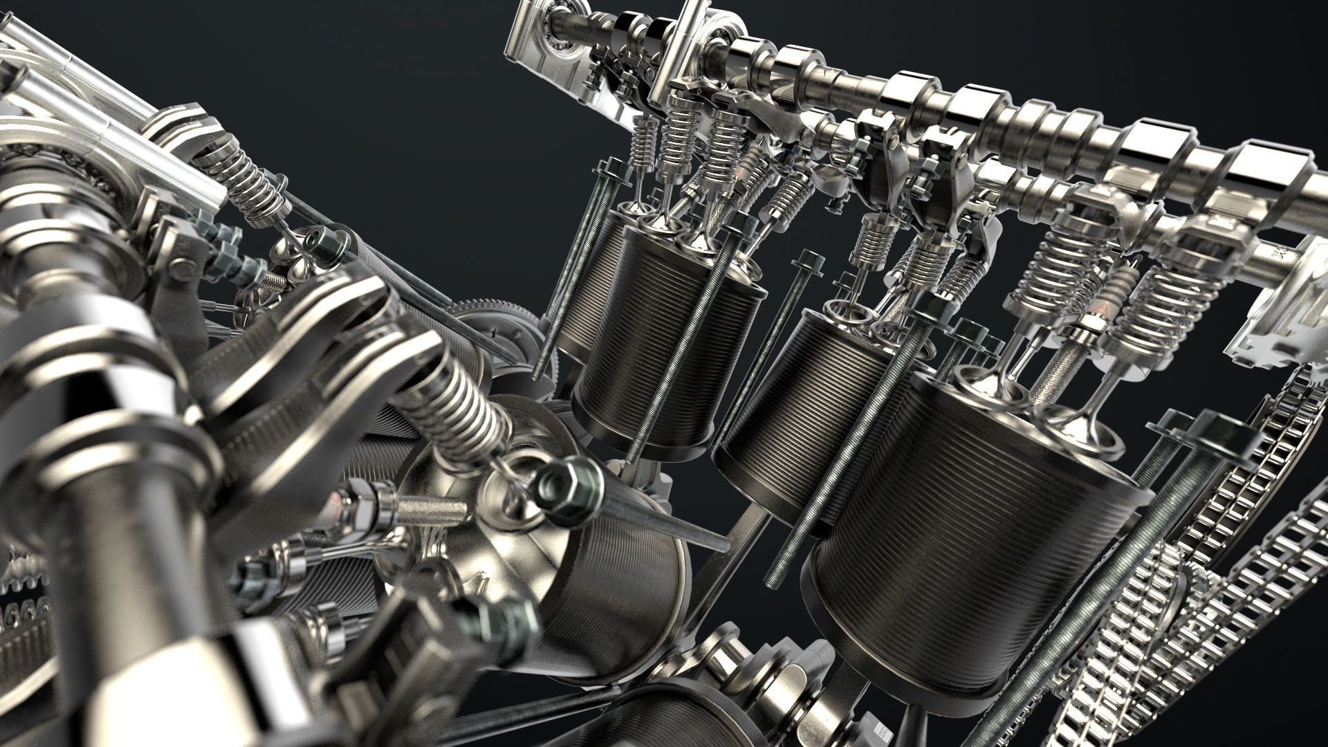 W8 Engine Working Animated 3D model animated rigged | CGTrader