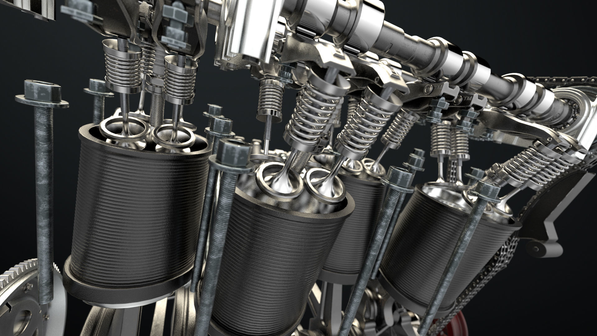 W8 Engine Working Animated 3D model animated rigged | CGTrader