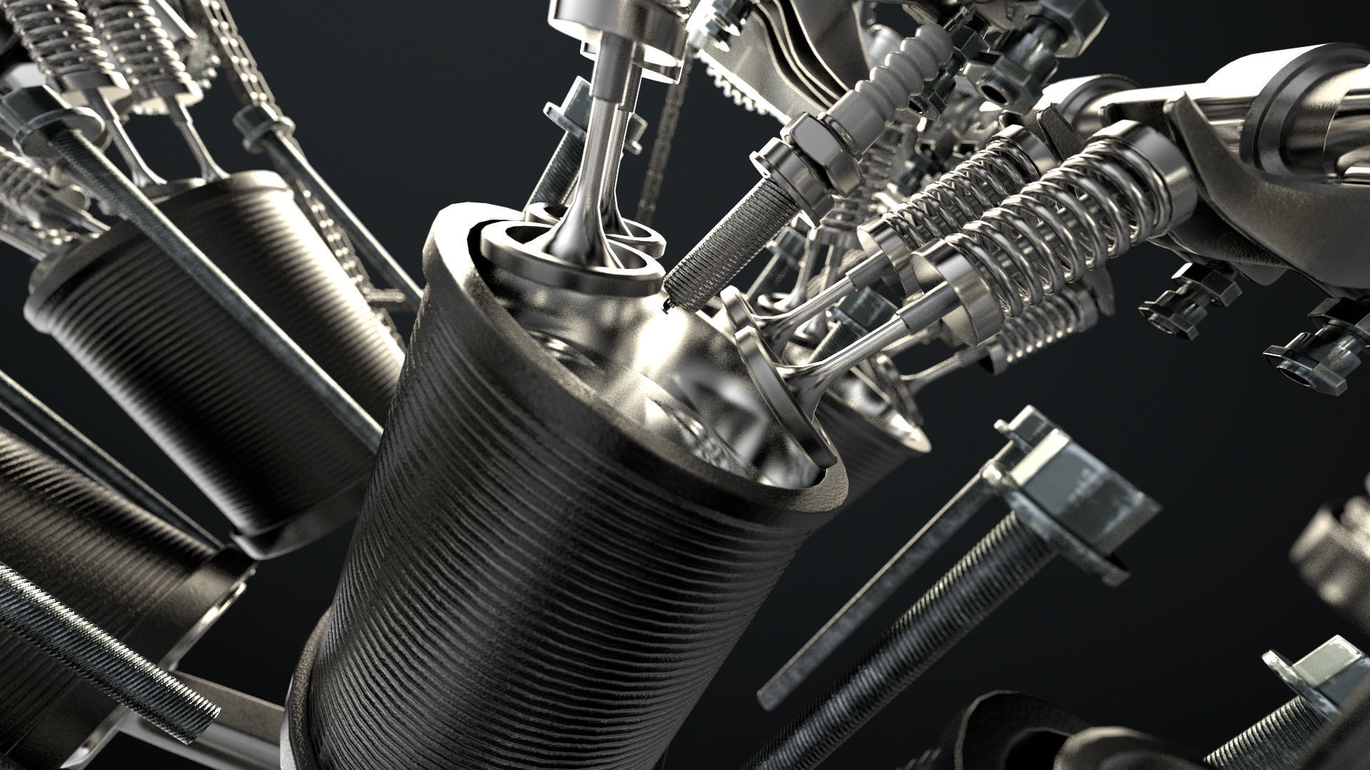 W8 Engine Working Animated 3D model animated rigged | CGTrader