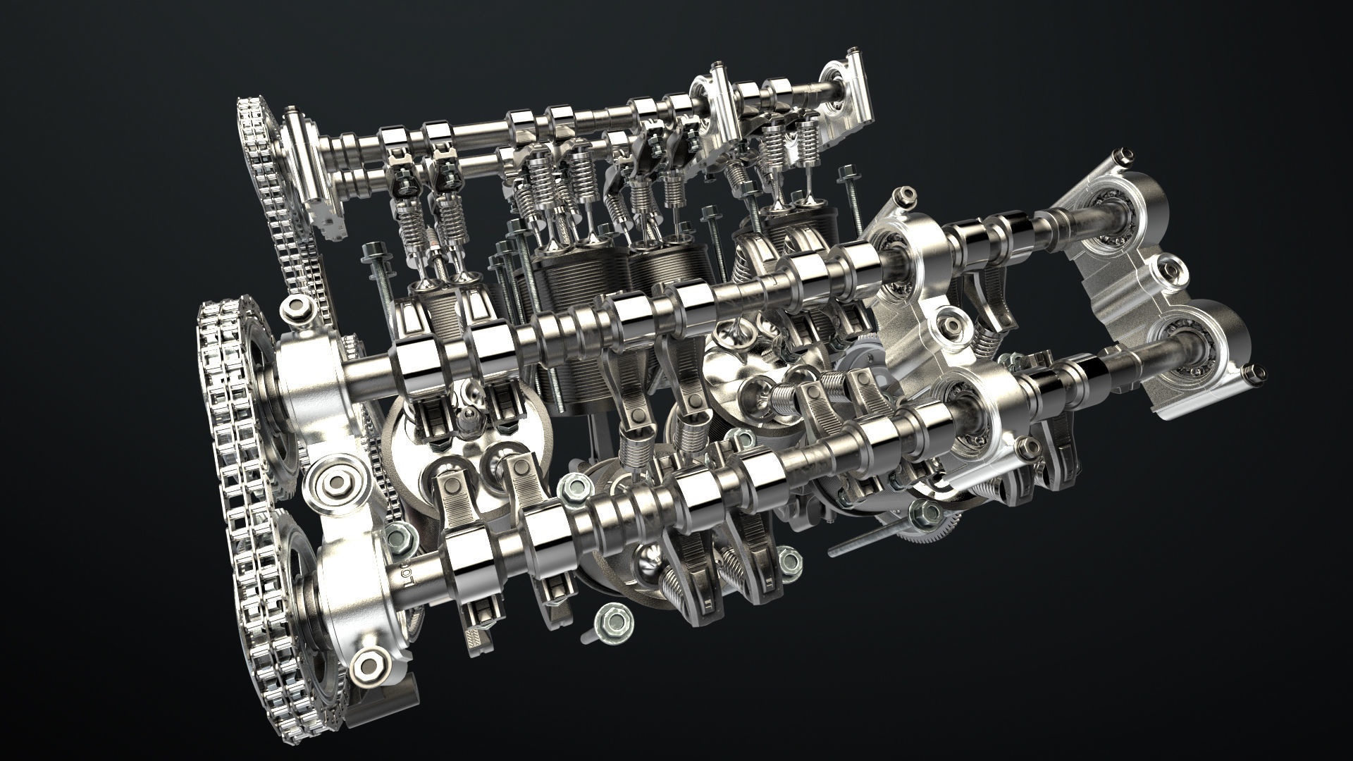 W8 Engine Working Animated 3D model animated rigged | CGTrader