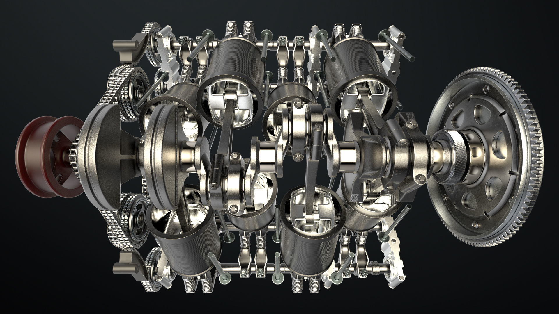 W8 Engine Working Animated 3D model animated rigged | CGTrader