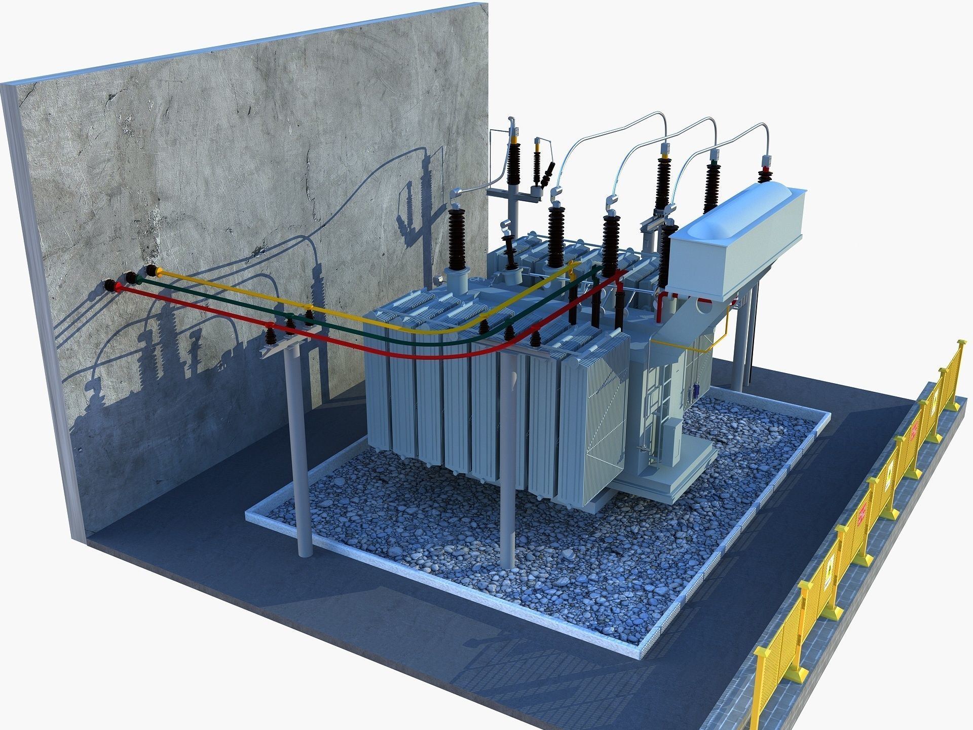 Transformer electrical with fence 3D model | CGTrader