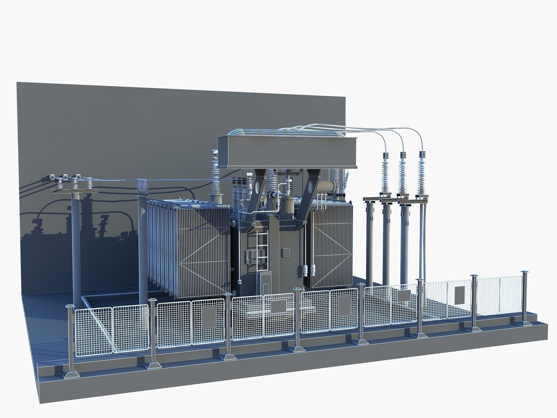 Transformer electrical with fence 3D model | CGTrader