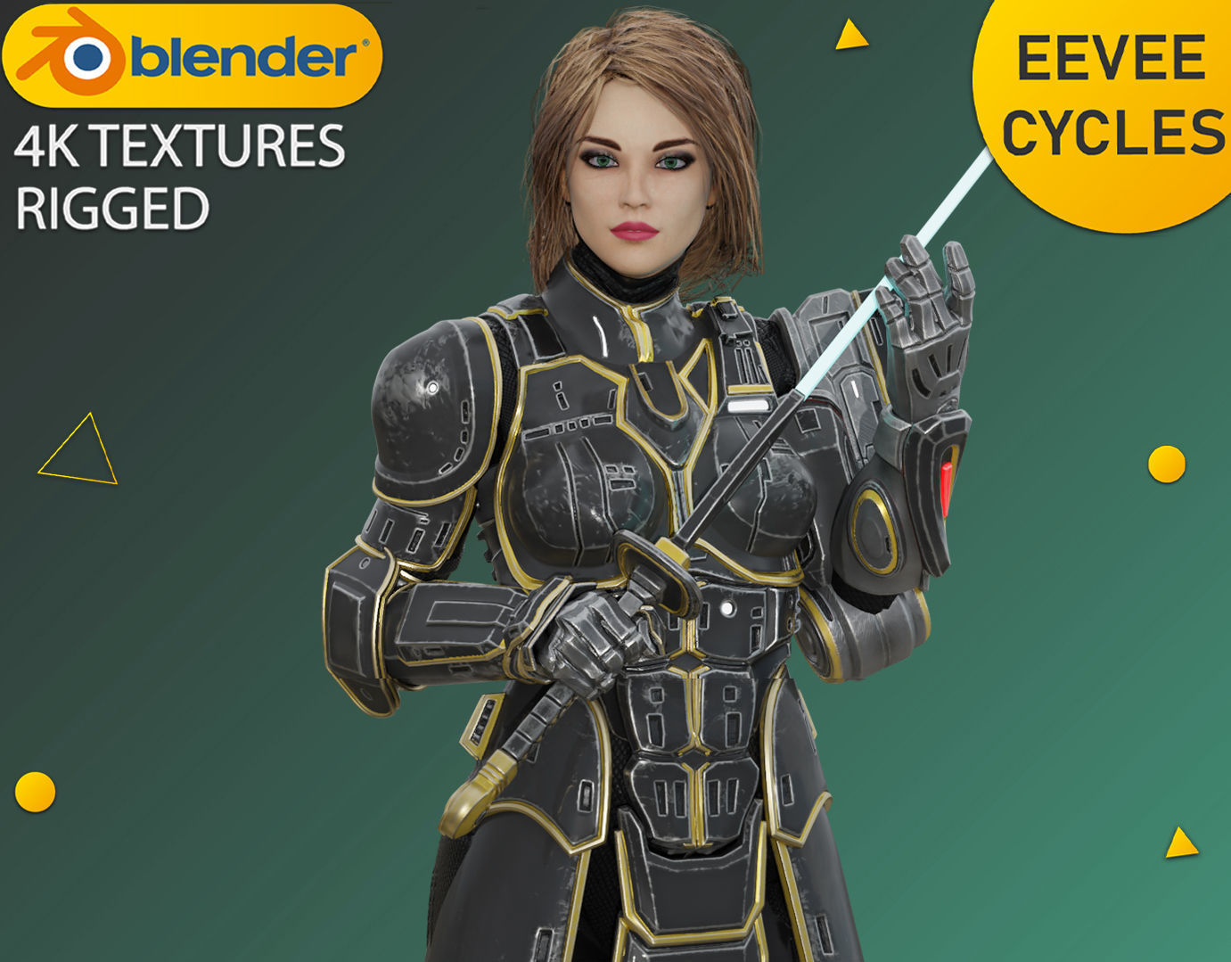 3D model Advanced Female Character 102 with Scifi Samurai Armor ...