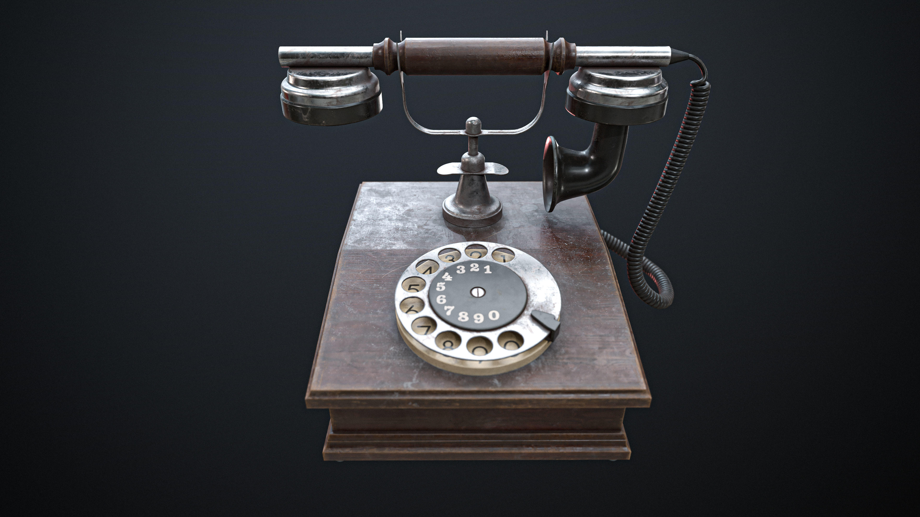 3D model Old Vintage Phone Low-poly Game-Ready PBR VR / AR / low-poly ...
