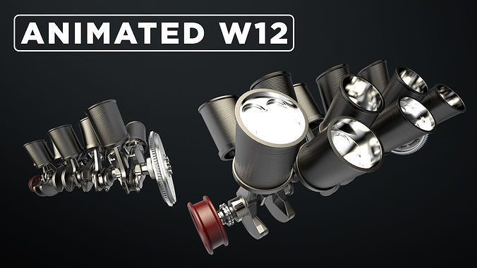 W12 Engine Working Animated 3D model animated rigged | CGTrader