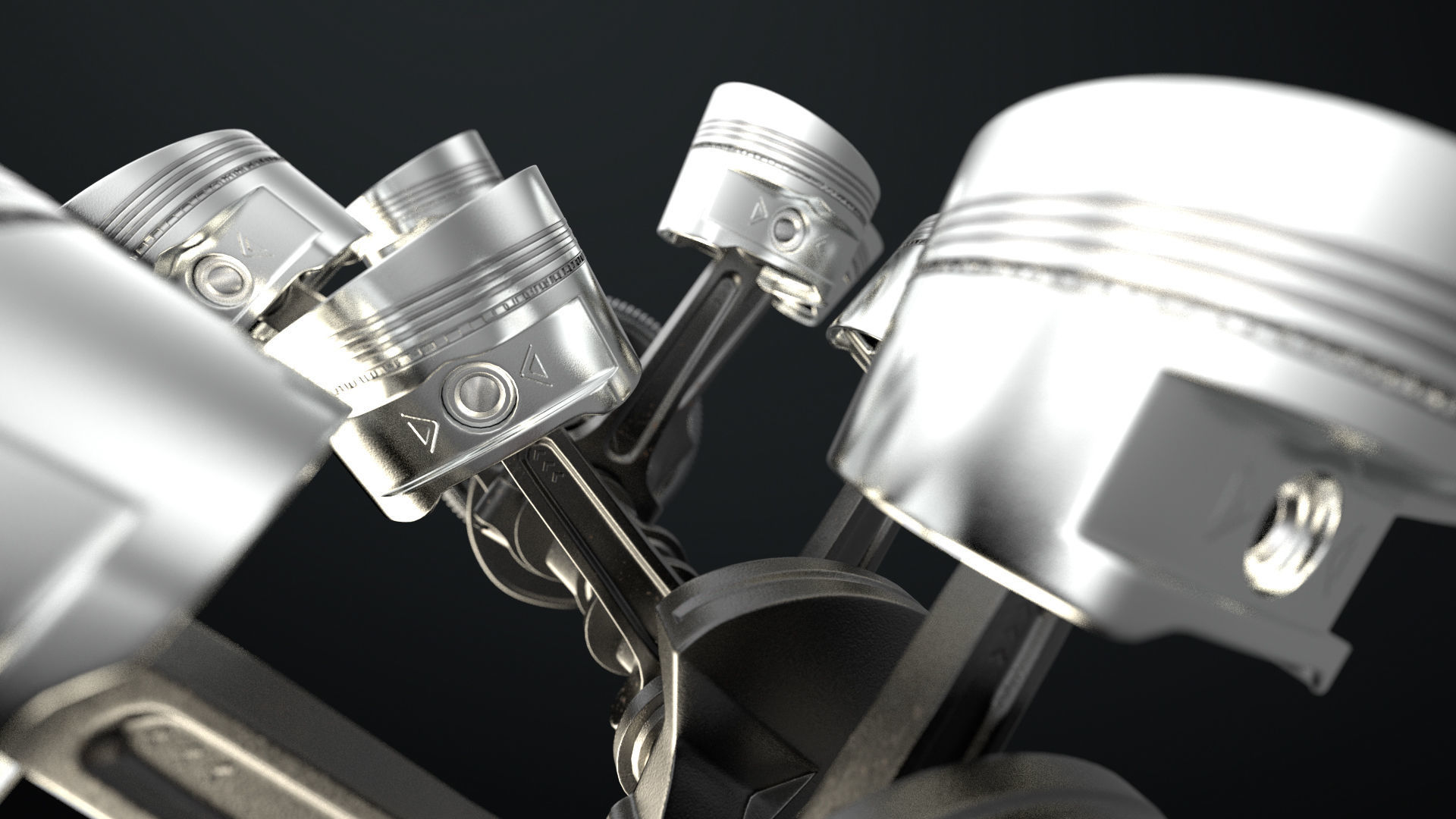 W8 Engine Working Animated 3D model animated rigged | CGTrader