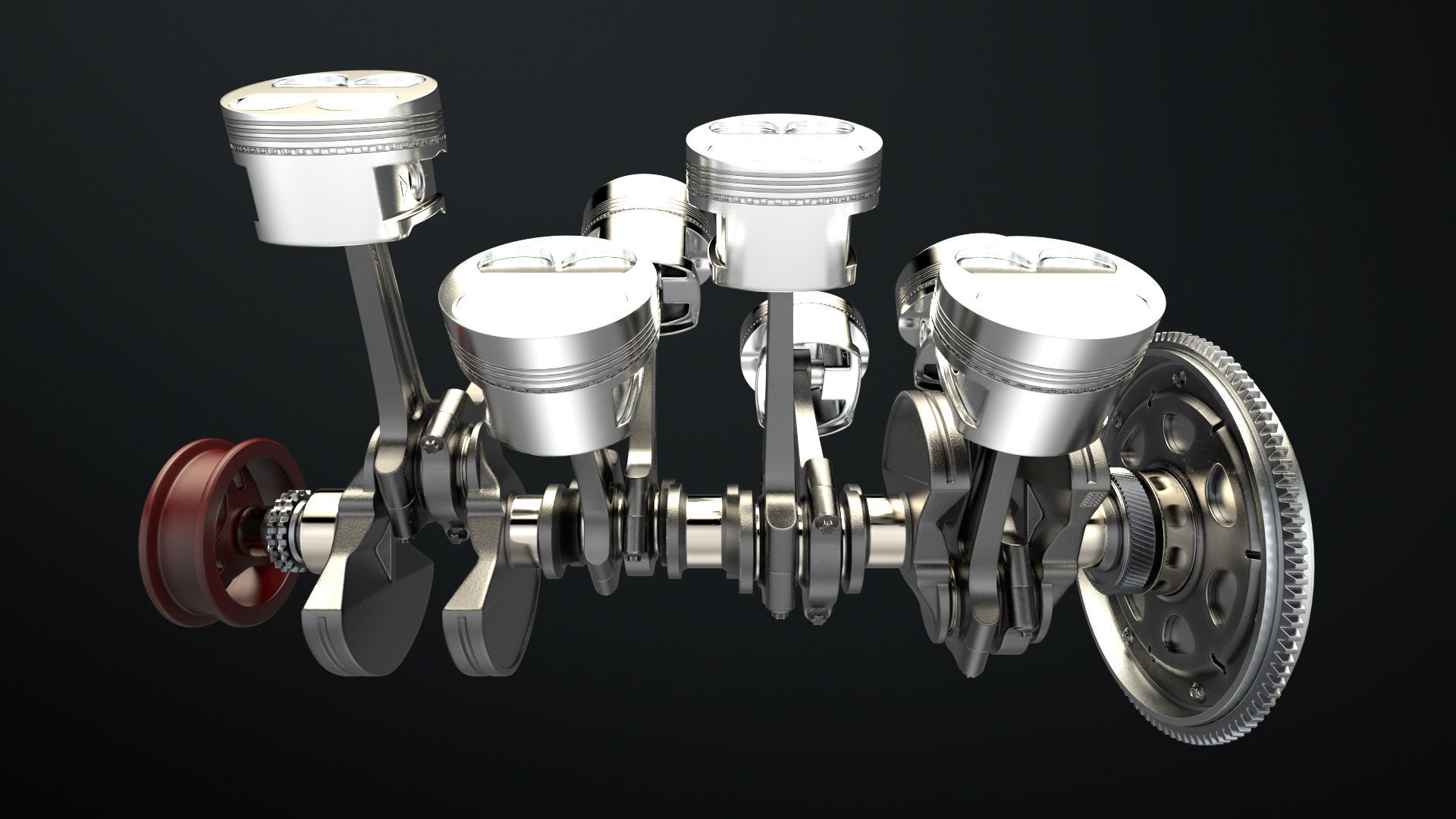 W8 Engine Working Animated 3D model animated rigged | CGTrader