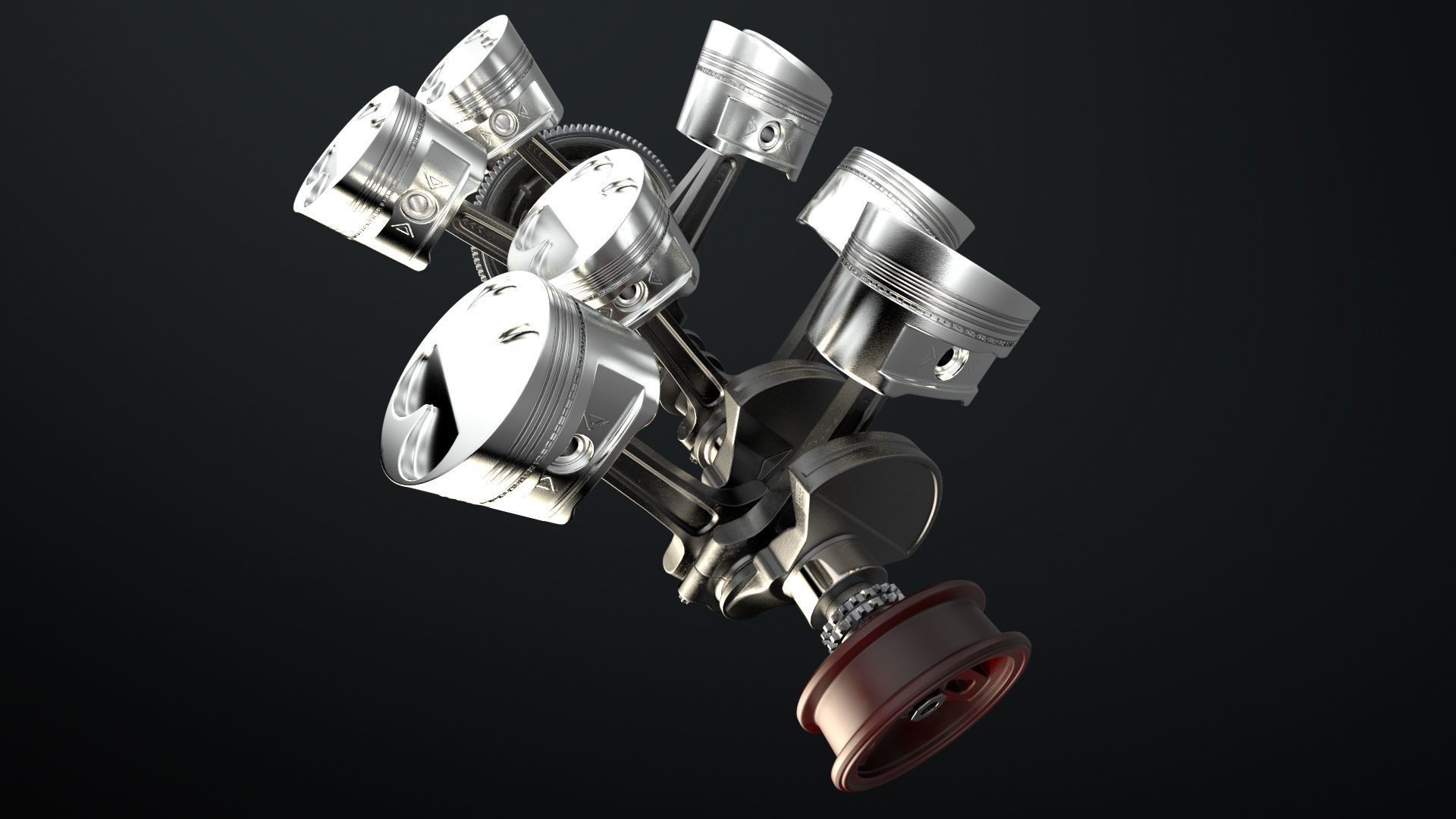 W8 Engine Working Animated 3D model animated rigged | CGTrader