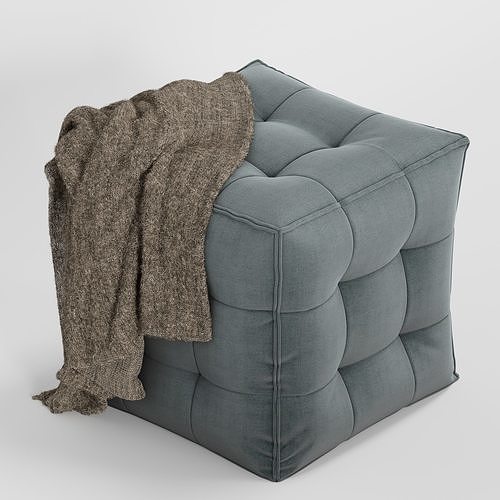 3D model Pouf with throw VR / AR / low-poly | CGTrader