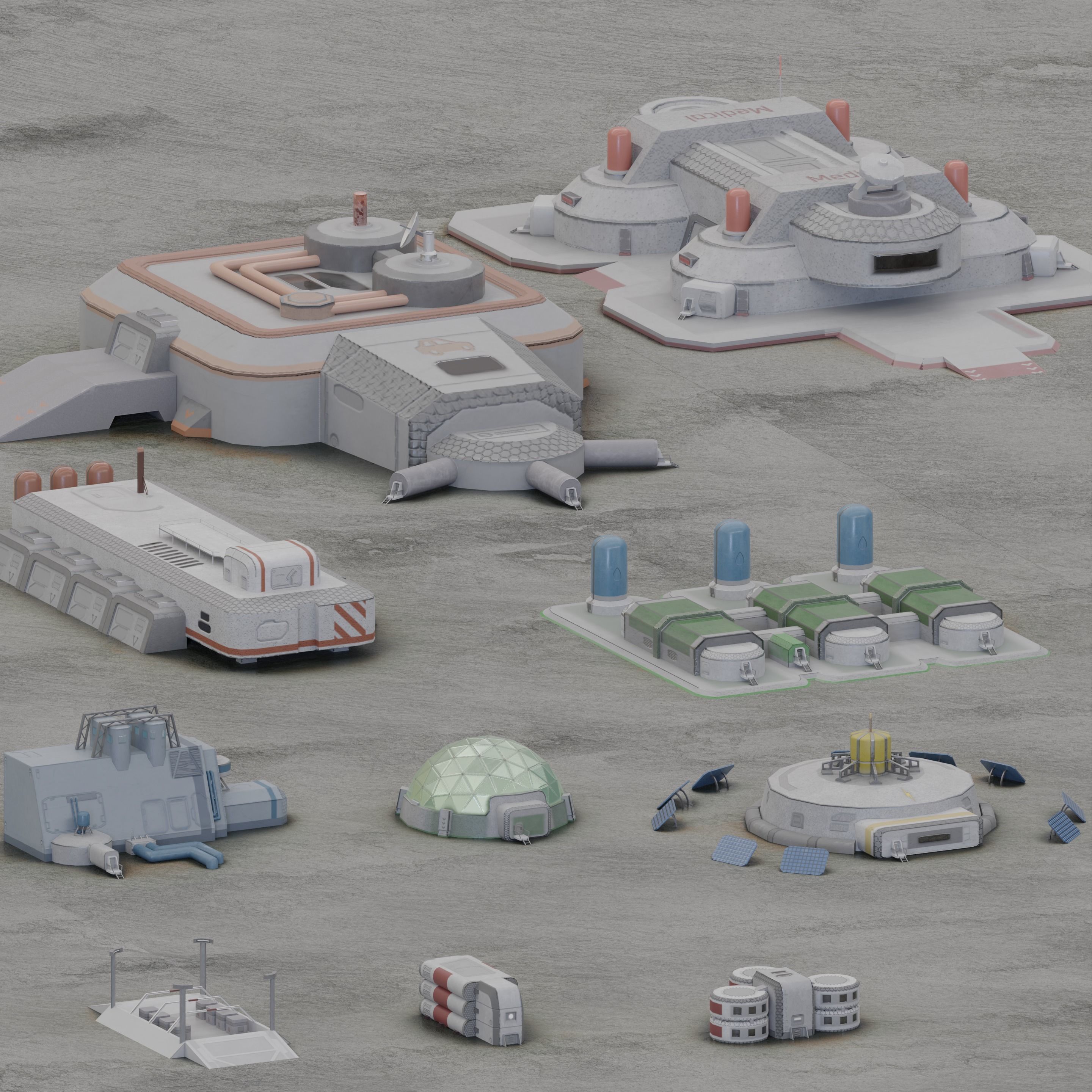 3D Model Collection Space base buildings VR / AR / low-poly | CGTrader