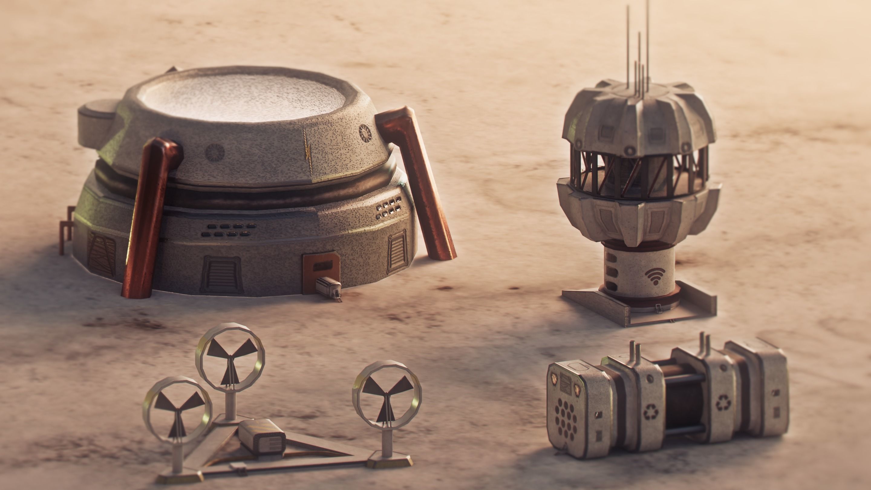 3D Model Collection Space base buildings VR / AR / low-poly | CGTrader