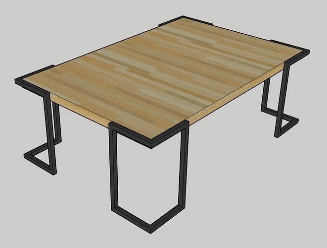 Table wooden with metal legs 3D model | CGTrader