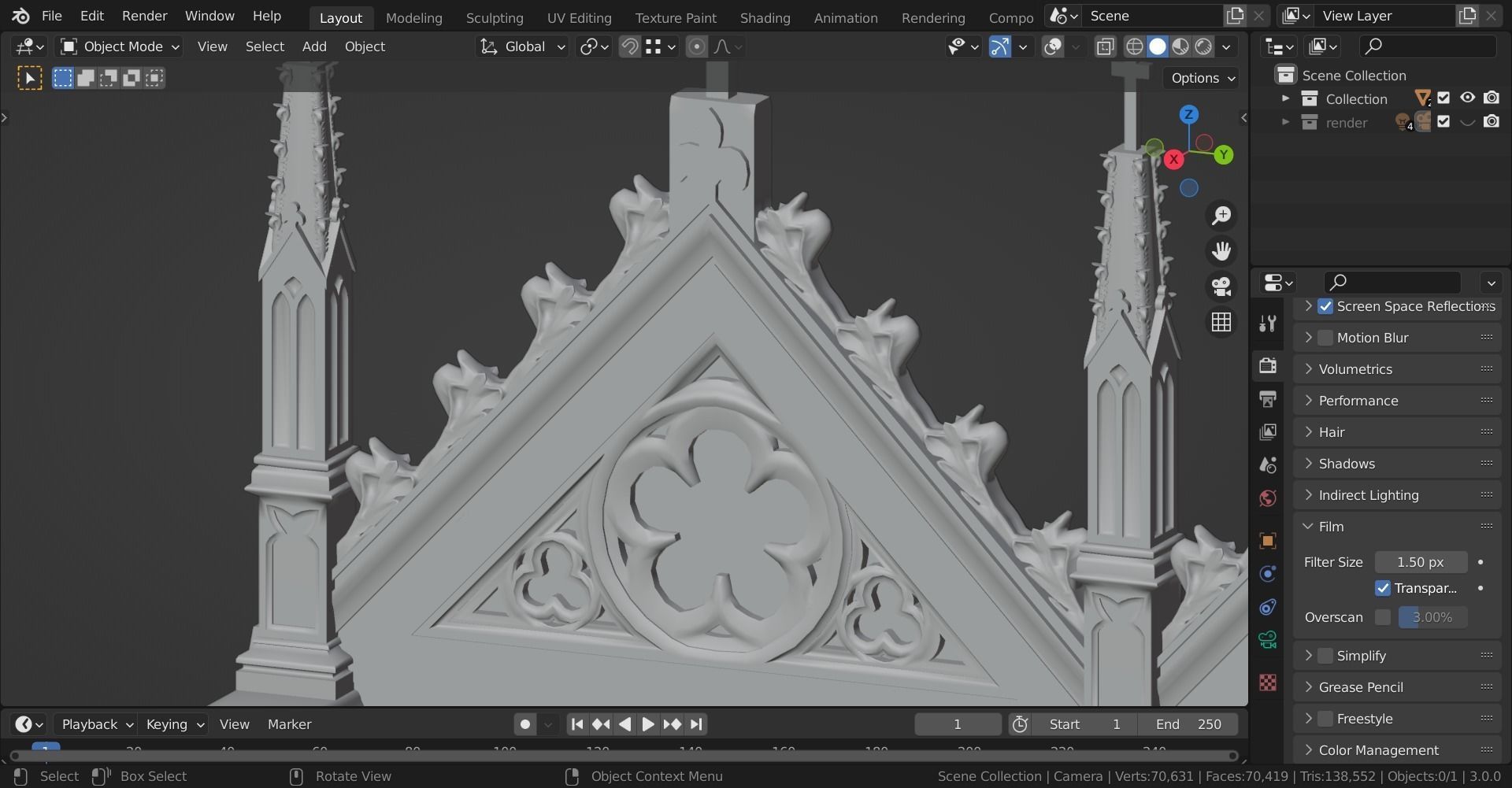 Gothic Church Bench 3D model | CGTrader