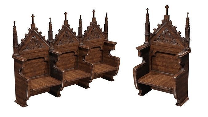 Gothic Church Bench 3D model | CGTrader